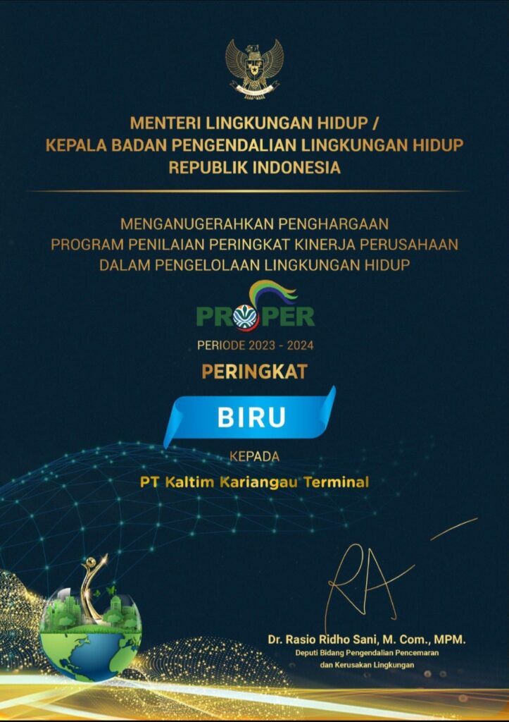 PT KKT Raih Penghargaan PROPER Biru Dari Menteri LH/BPLH – Gerbang Kaltim